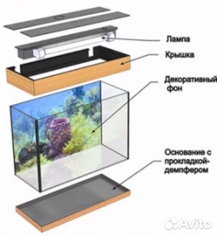 100л аквариум (71*36*46 см). Бесплатная доставка