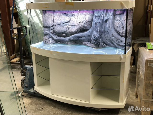 Панорамный аквариум 600 литров в белом акриле